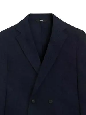 BOSS Hanry Double-breasted Slim-fit Blazer In Patterned Cotton