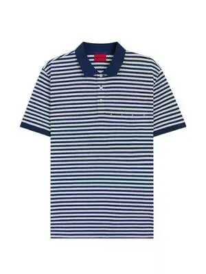 Hugo Demspolo Cotton-piqué Polo Shirt With Horizontal Stripe - Blue