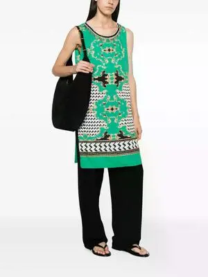 TWINSET Sleeveless Embellished Baroque-print Top