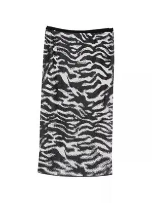 Attico Zebra-pattern Jacquard-knit Skirt - Black