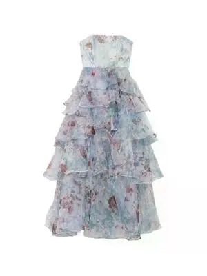 Aje Gabriella Tiered Floral-print Gown Maxi Dress - Blue