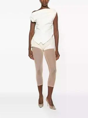 VESTIAIRE D'UN OISEAU LIBRE High-rise Structured Shorts With Mesh Panels - White