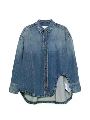 Attico Asymmetric-hem Denim Shirt - Blue