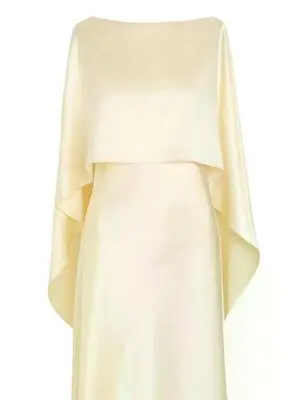 HEIRLOME Cape Effect Satin Maxi Gown - White