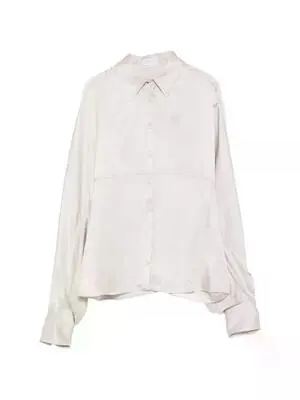 Brunello Cucinelli Batwing-sleeve Silk Shirt - Grey