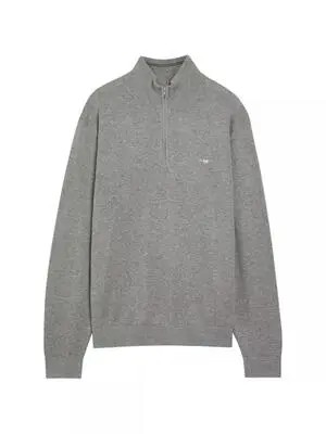 Gant Classic Half-zip Logo-embroidered Sweater - Grey