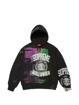 Supreme Graphic-print Drawstring Hoodie - Black