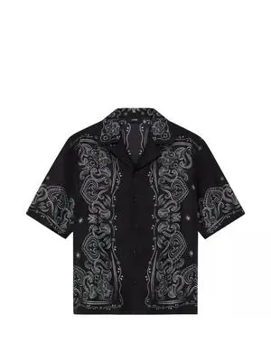 Amiri Bandana Paint Oversized Bowling Shirt - Black