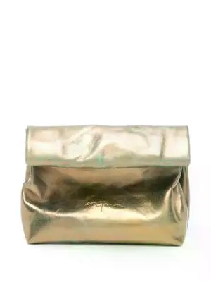 CORTANA Metallic-effect Foldover Clutch Bag - Gold