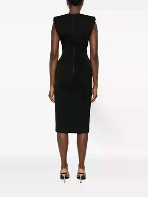 MUGLER Padded Shoulder Midi Dress