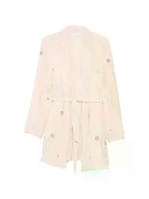 FORTE_FORTE Embroidered Crushed-velvet Coat - Pink