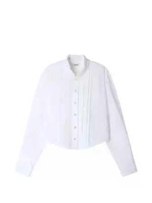 Sandro Ruffled-collar Pintuck-detail Shirt - White