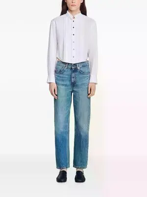 Sandro Ruffled-collar Pintuck-detail Shirt