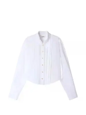 Sandro Pintucked Ruffled Collar Shirt - White