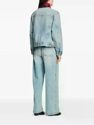 Sandro Leather-collar Button-up Denim Jacket