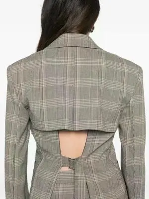 Patrizia Pepe Cut-out Plaid Blazer