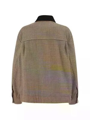 Max Mara Houndstooth Wool Jacket With Corduroy Collar