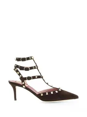 Valentino Garavani Rockstud Embellished Suede Pumps - Brown