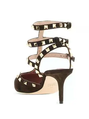Valentino Garavani Rockstud Embellished Suede Pumps - Brown