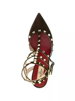 Valentino Garavani Rockstud Embellished Suede Pumps - Brown