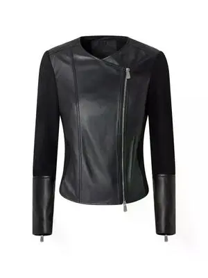 Pinko Leather Panelled Zipped Jacket - Black