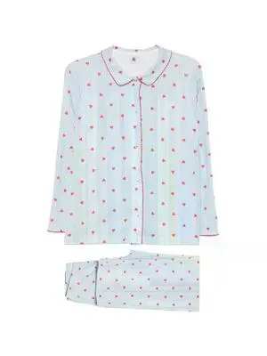 Petit Bateau Heart-print Cotton Pajamas - Blue