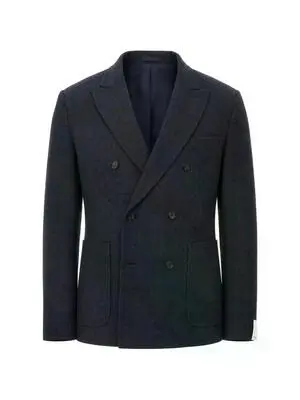 PAOLO PECORA Checked Double-breasted Blazer - Blue