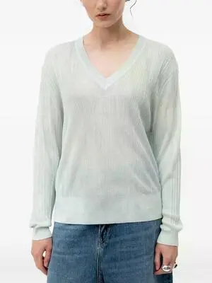 Hugo Ribbed-knit V-neck Sweater - Green