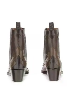 Sartore Decorative-stitching Leather Ankle Boots