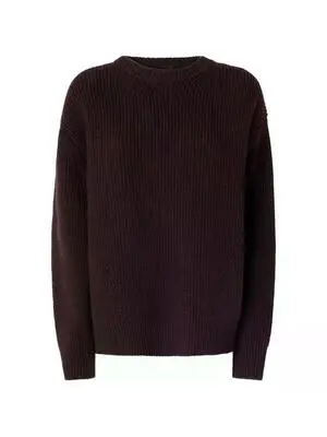Pinko Ribbed Wool Crew Neck Sweater - Brown