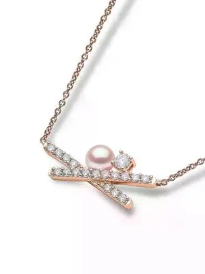 Yoko London 18k Rose Gold Pearl And Diamond Necklace