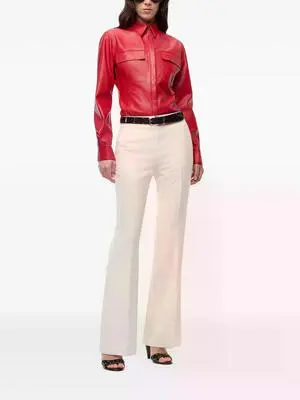 Pinko Faux-leather Spread Collar Shirt With Chest Pockets - Red