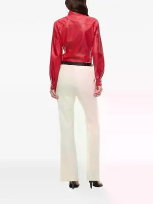 Pinko Faux-leather Spread Collar Shirt With Chest Pockets - Red