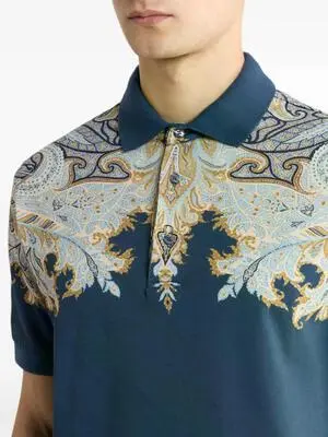 Etro Cotton Pique Polo Shirt With Placed Print