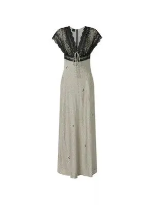 Pinko Lace-trimmed Polka-dot Maxi Dress - Neutrals