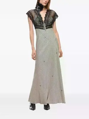Pinko Lace-trimmed Polka-dot Maxi Dress
