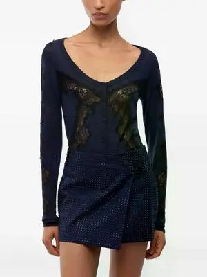 Pinko Lace-trimmed Button-up Cardigan - Blue