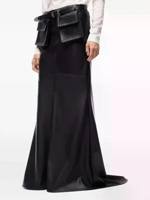 Pinko Panelled High-low Faux-leather Skirt