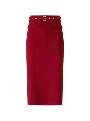 Pinko Belted Midi Skirt With Slit Detail - Red