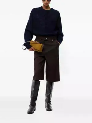 Pinko Ribbed Knit Crew Neck Long Sleeve Sweater - Blue