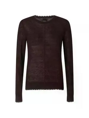 Pinko Distressed Semi-sheer Crewneck Top - Brown