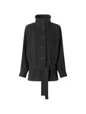 Pinko Belted Funnel-neck Coat - Grey