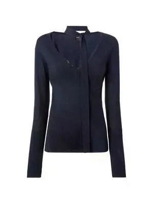 Pinko Lace-trim Tie-neck Sweater - Blue
