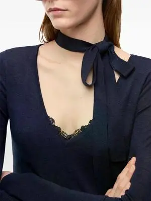 Pinko Lace-trim Tie-neck Sweater - Blue