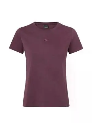 Pinko Love Birds Embroidered Cotton T-shirt - Red