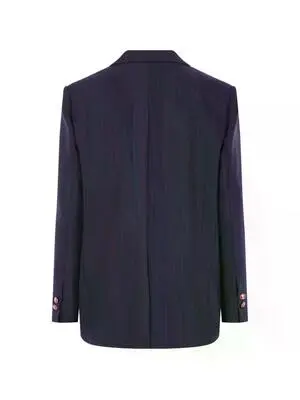 Elisabetta Franchi Pinstripe-pattern Logo-button Blazer - Blue
