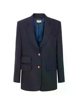 Elisabetta Franchi Pinstripe Logo Button Blazer - Blue