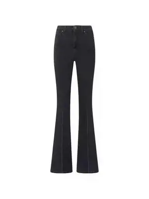 Pinko Flared-leg Jeans With Denim Texture - Black