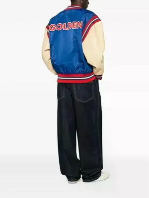 GOLDEN GOOSE Leather-sleeve Journey Bomber Jacket - Blue