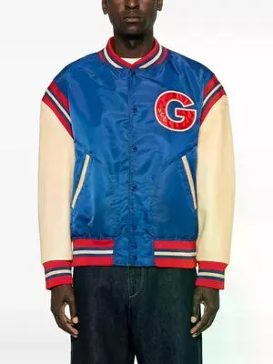 GOLDEN GOOSE Leather-sleeve Journey Bomber Jacket - Blue